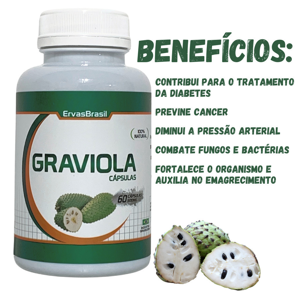 Graviola capsulas 500 mg 100% natural original pronta entrega | Shopee Brasil