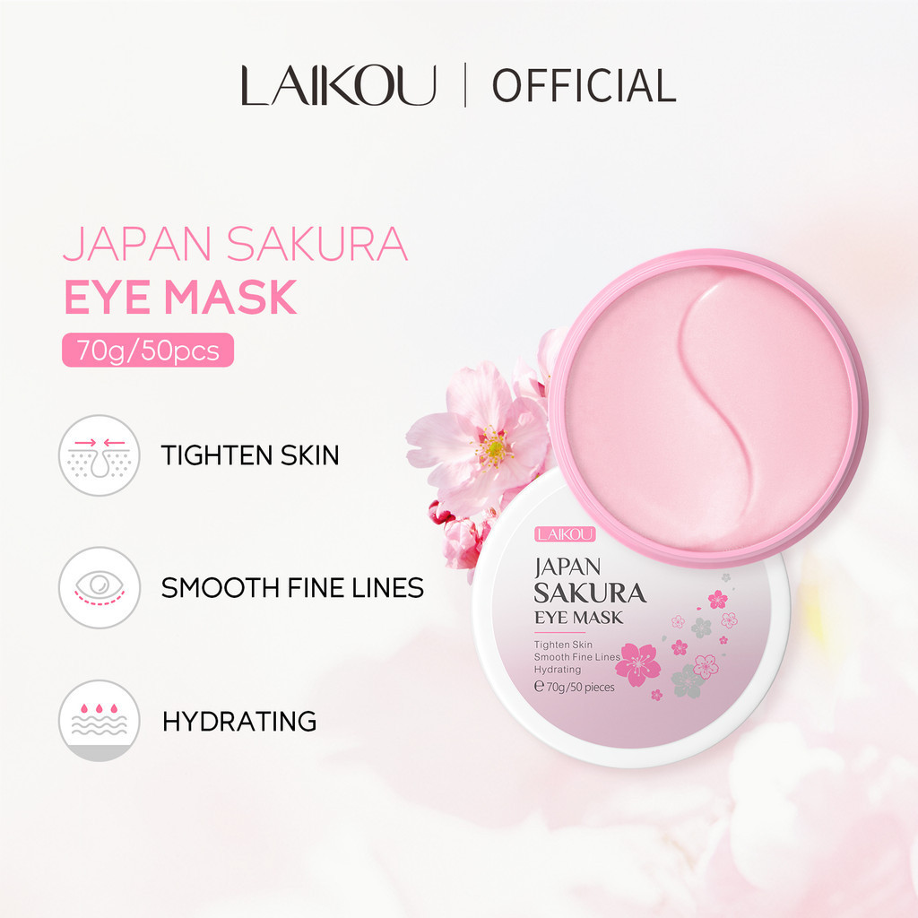 LAIKOU Máscara De Olhos Sakura 70g/50pcs Fade Dark Circles Linhas Finas ...