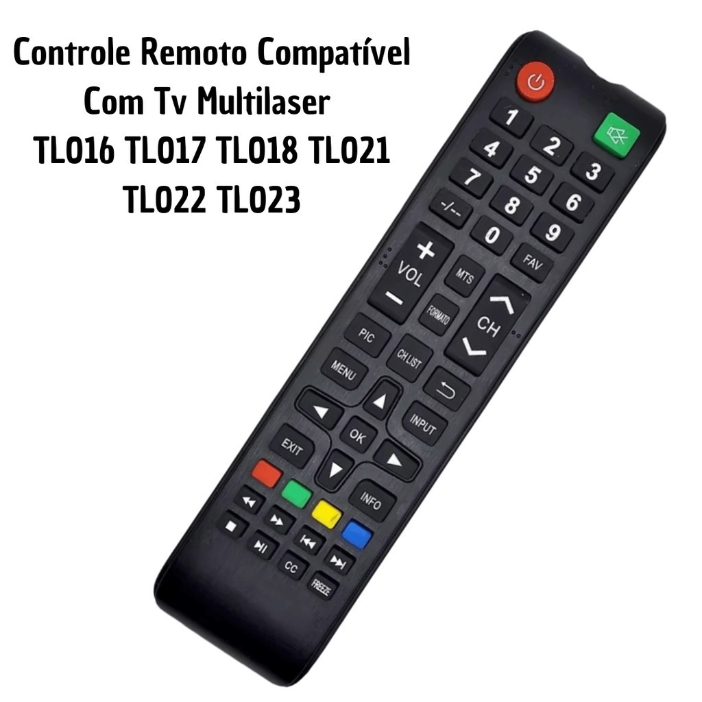 Controle remoto para tv multilaser substitui os controles tl016 tl017 ...