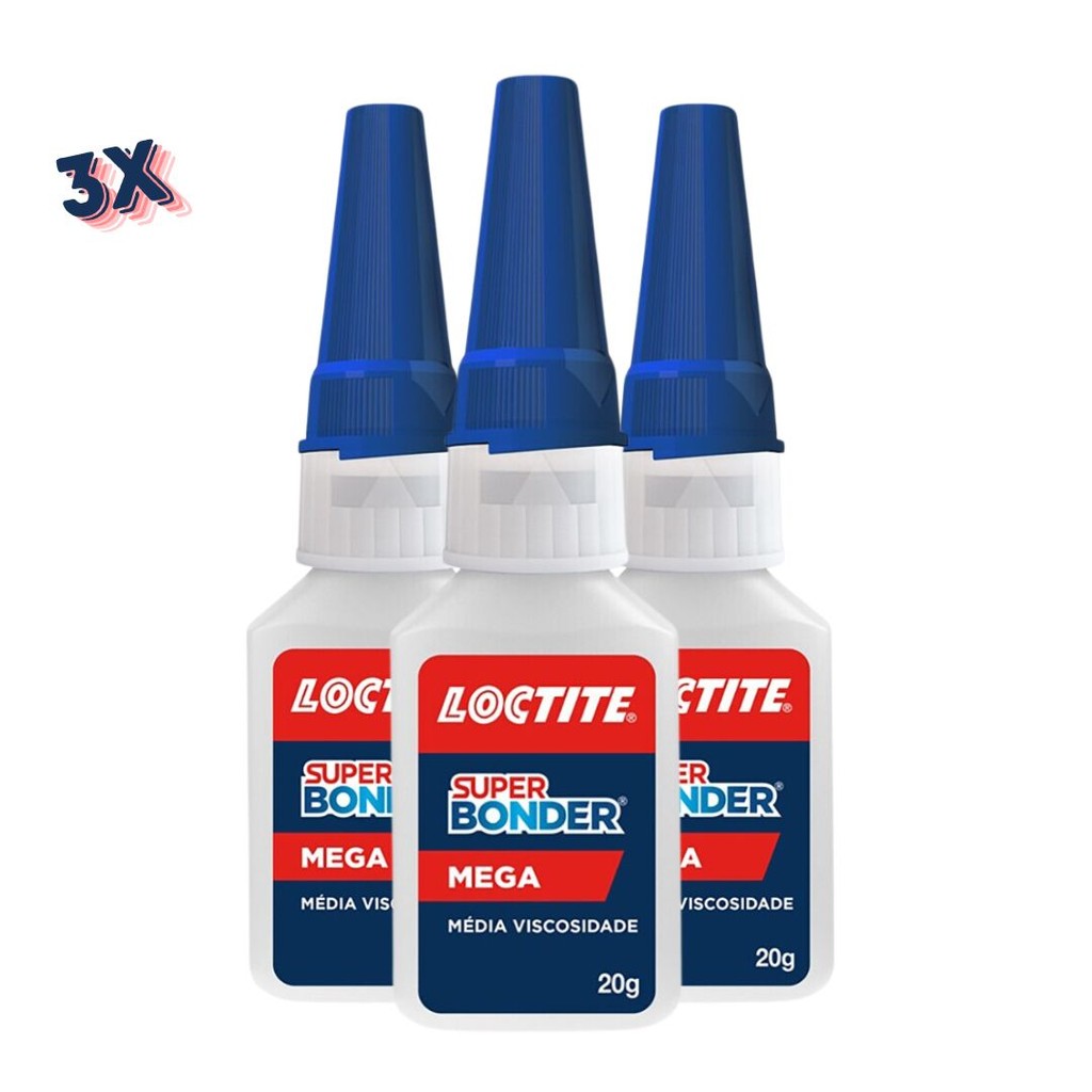 Kit 3 unidades: Cola Super Bonder Transparente Mega Loctite Média ...
