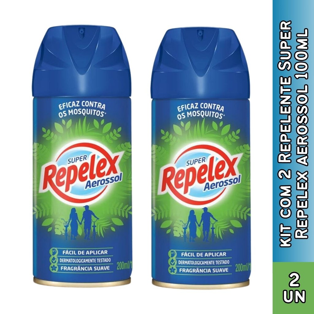 KIT COM 2 Repelente Super Repelex aerossol 200ml | Shopee Brasil