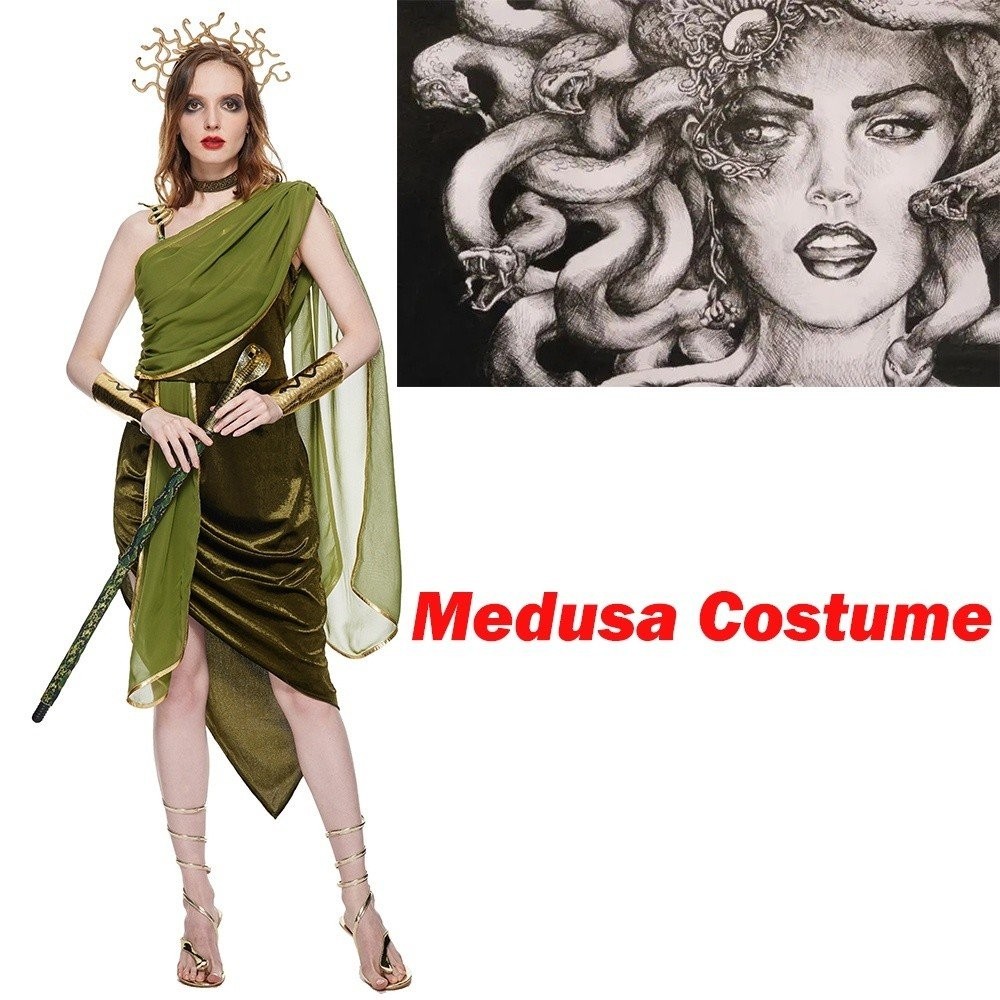 Fantasia Feminina Sexy Medusa Beleza Grega Deusa Cosplay Deluxe Vestidos Dama Halloween Cobra ...
