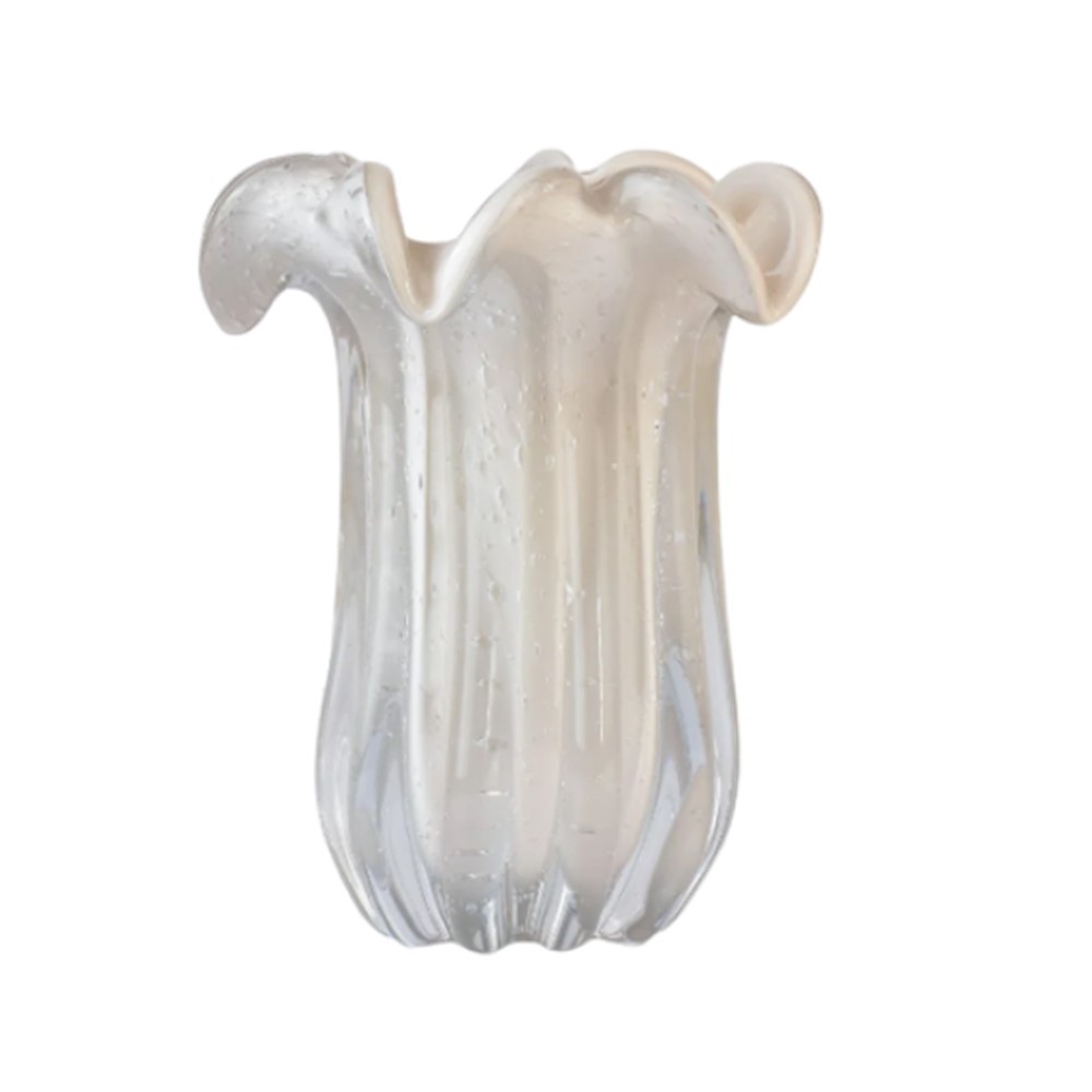 Vaso de Vidro Murano Branco Leitoso Mek Decor 24cm | Shopee Brasil