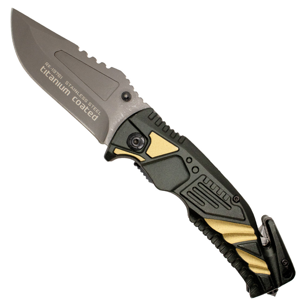 Canivete Tático Militar Titanium Gold Black - Rui Knife | Shopee Brasil