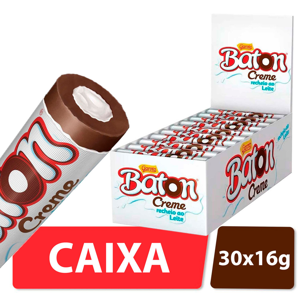 Chocolate Baton Creme Garoto Caixa com 30 Unidades de 16g Original ...