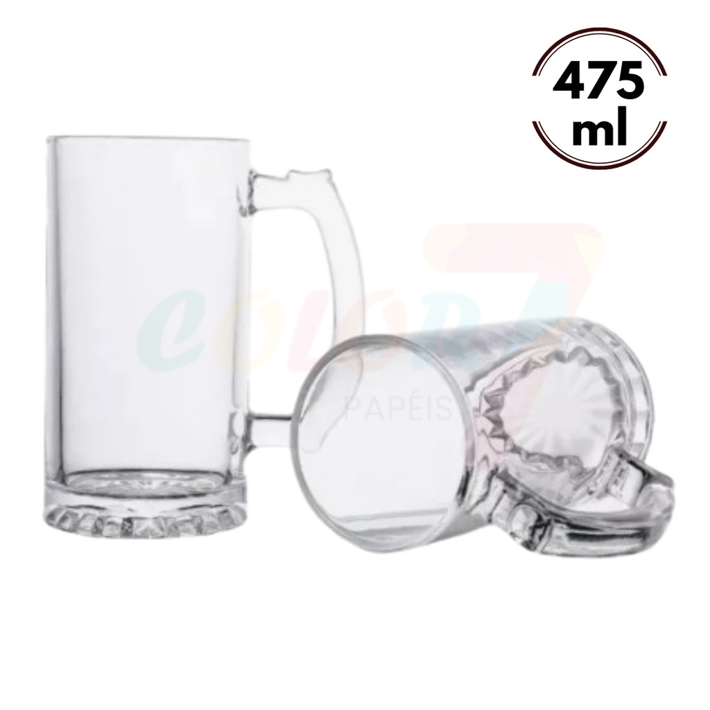 Caneca de Chopp Vidro Cristal Resinada 475ml para Sublimação | Shopee ...