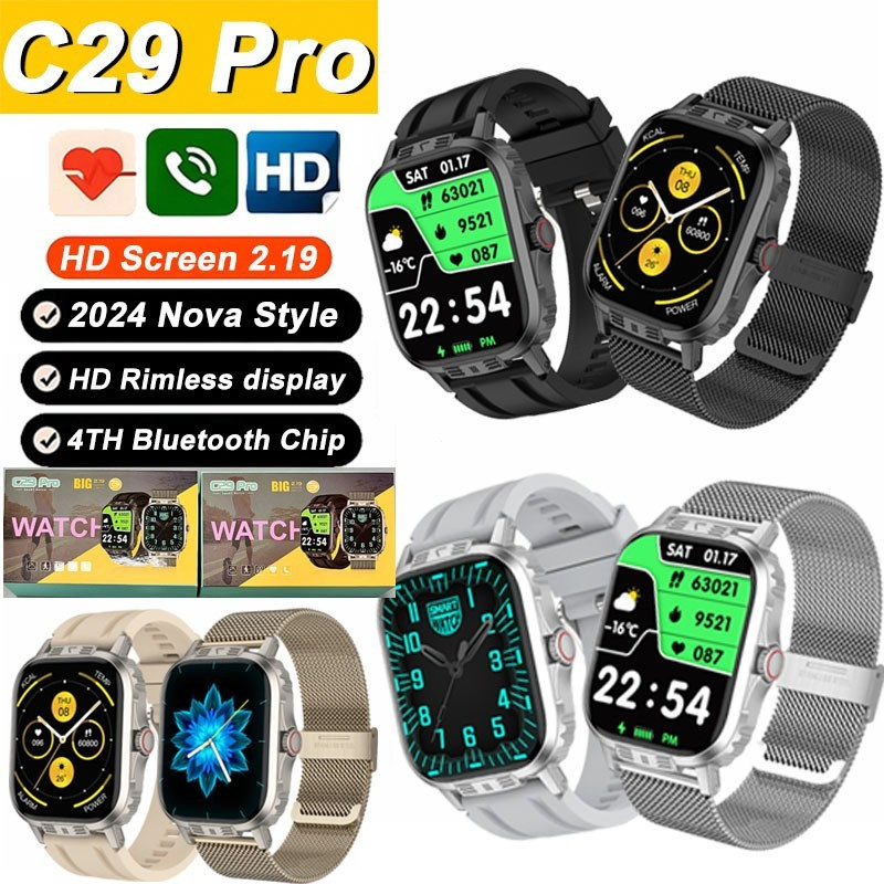2025 Novo C29 Pro Smartwatch 2.19 Polegada Tela De Toque Completa ...
