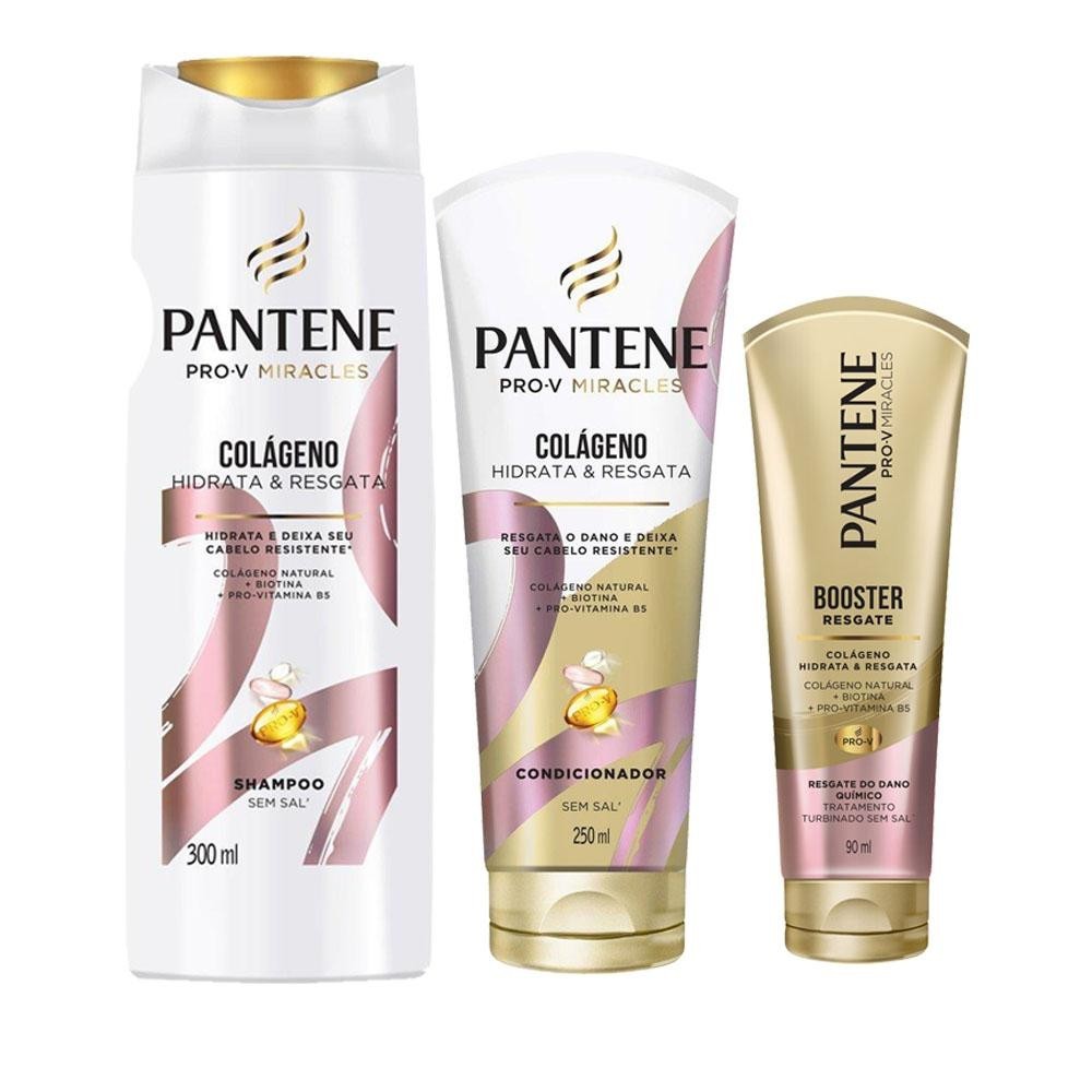 Kit Shampoo e Condicionador Pantene Colágeno + Booster Tratamento | Shopee Brasil