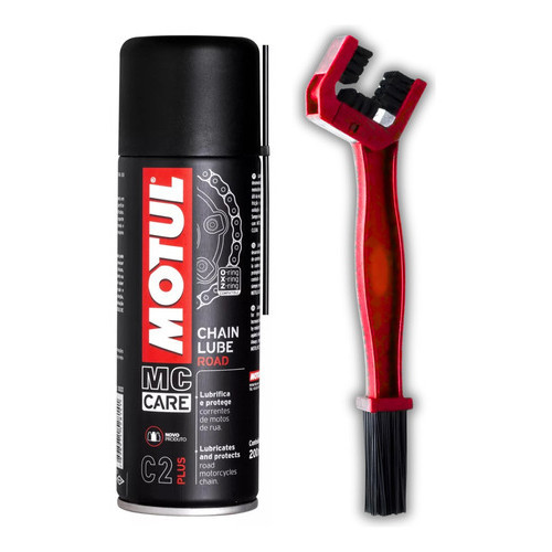 MOTUL MC CARE C2+ PLUS CHAIN LUBE ROAD 200ML + ESCOVA - Escorrega o Preço