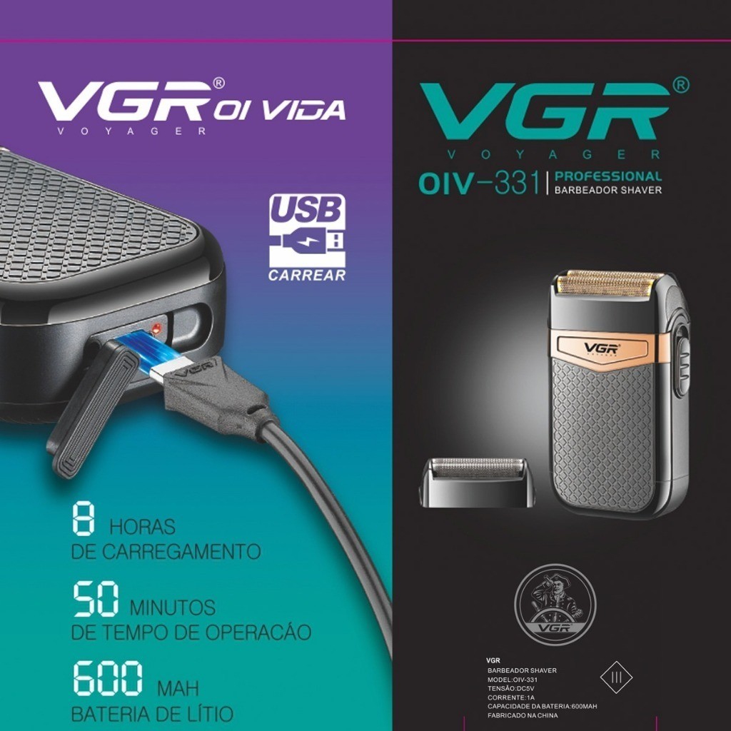 Barbeador Elétrico Profissional V-331 | VGR | Shopee Brasil