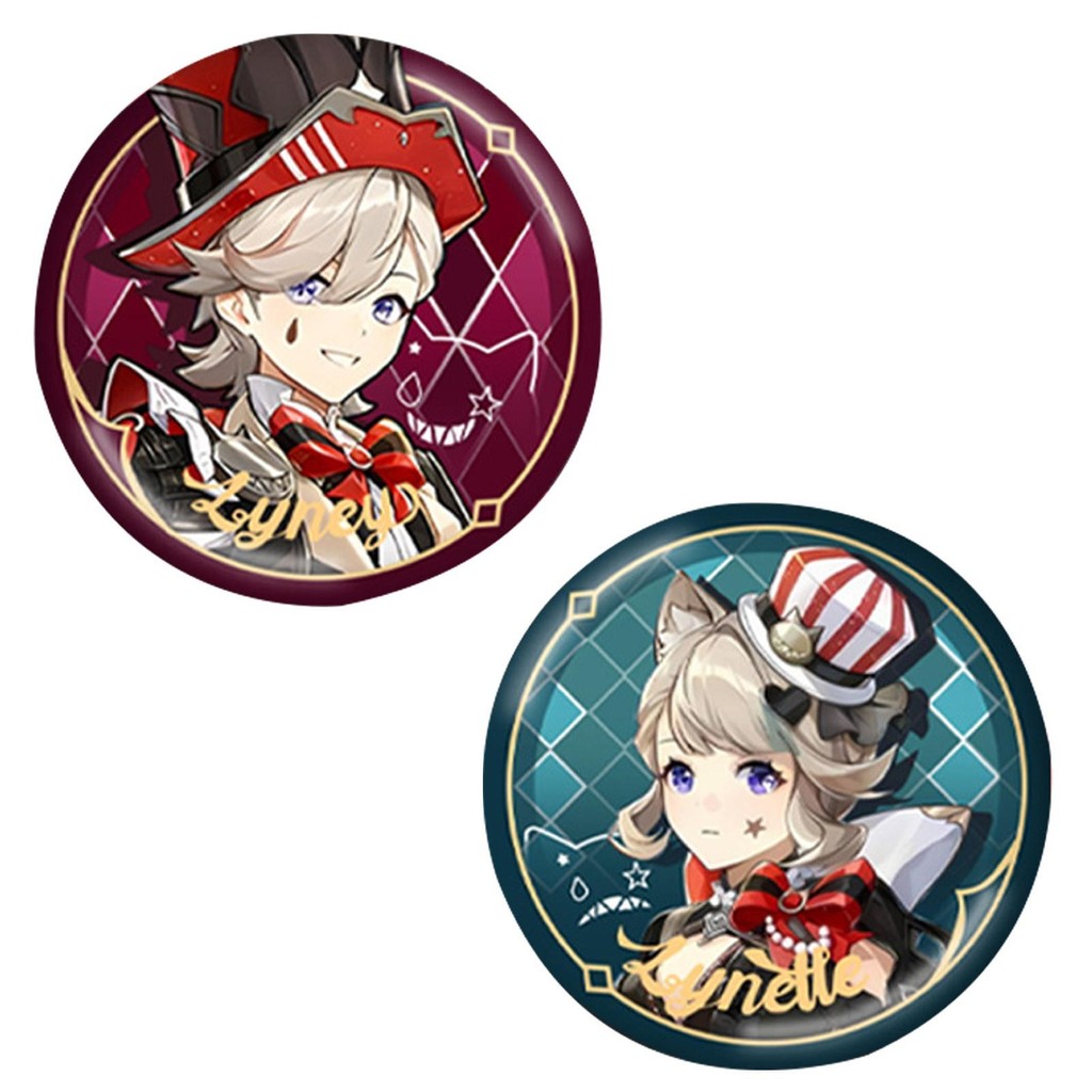 Genshin Impacto x KFC Ligação Lyney Linnette Broche Pinos 75mm Redondo ...