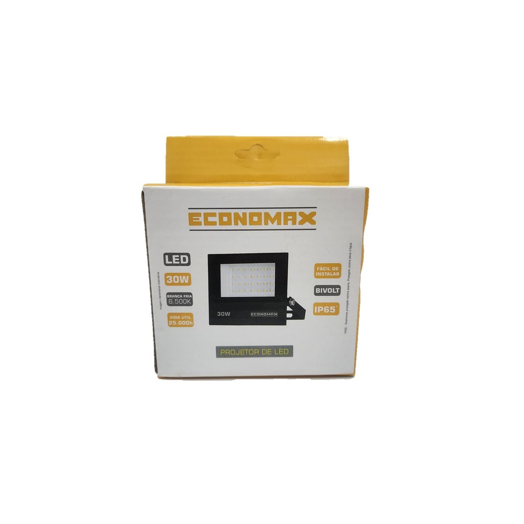 Refletor Economax 30w Luz Branco Frio 6500K | Shopee Brasil