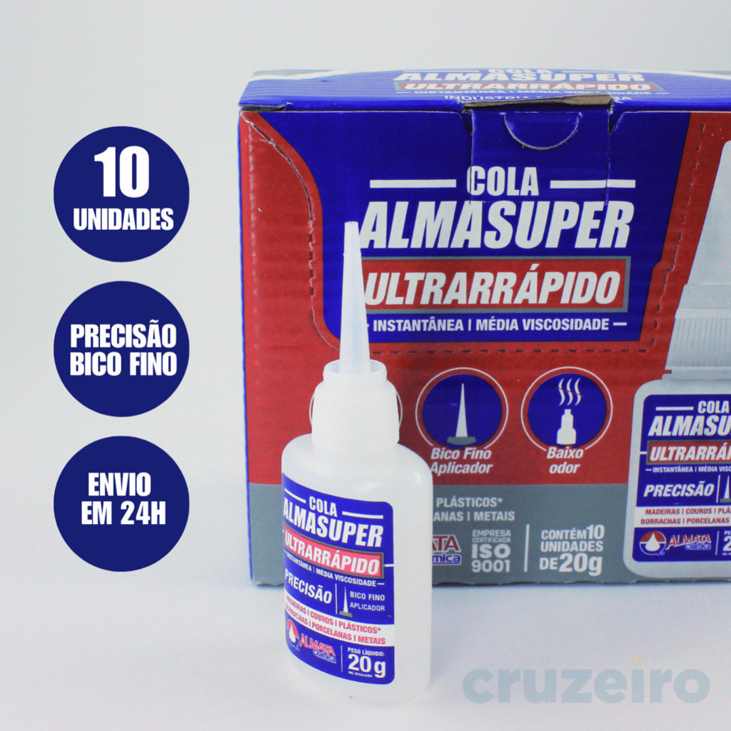 Cola Instantânea Multiuso AlmaSuper 20g — Caixa c/ 10 Unidades, Ultra ...