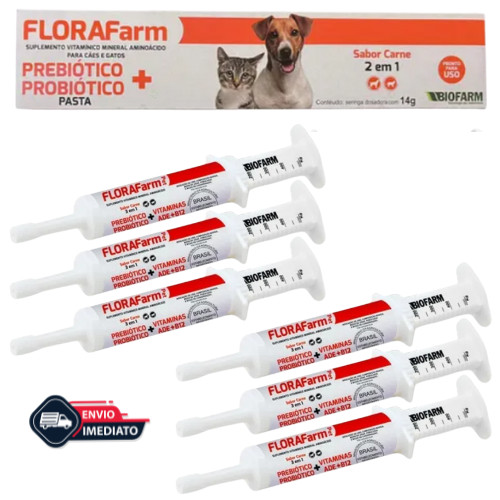 Kit 6 Florafarm Pet 3 em 1 - Probióticos Prebióticos e Vitaminas para ...