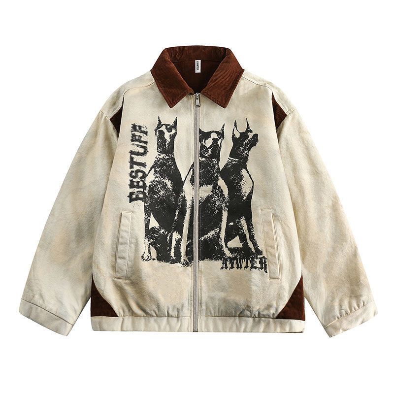 Mulher Homem Vintage Dubin Dog Print Lapela High Street | Shopee Brasil