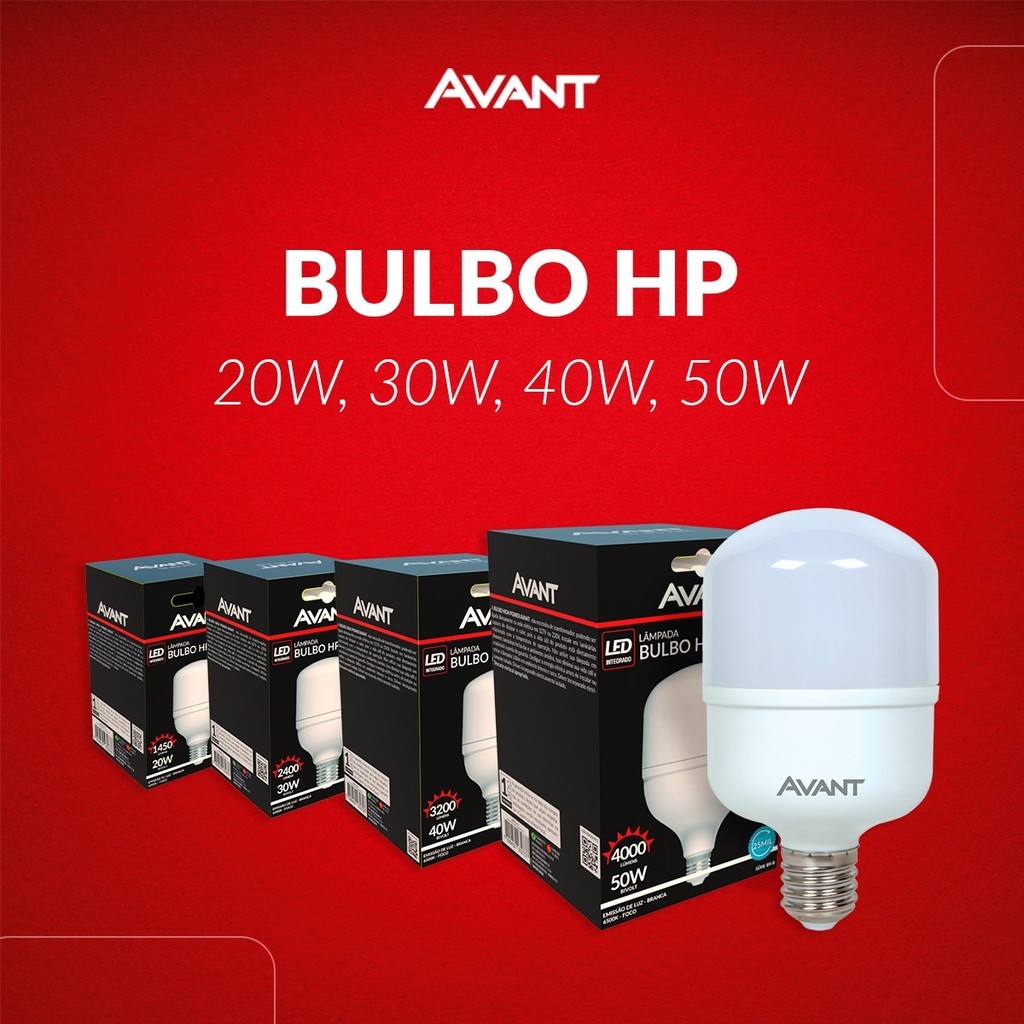 Lâmpada Led Bulbo Hp 20w 30w 40w 50w 3000k a 6500k E27 - 110v/220v ...
