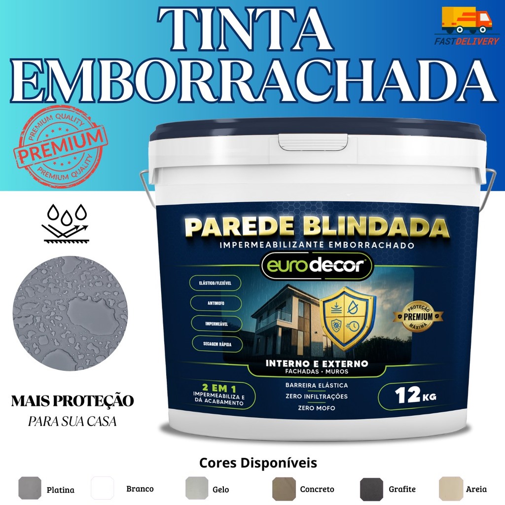 Tinta Emborrachada 12kg Parede Blindada Impermeabilizante Muros ...