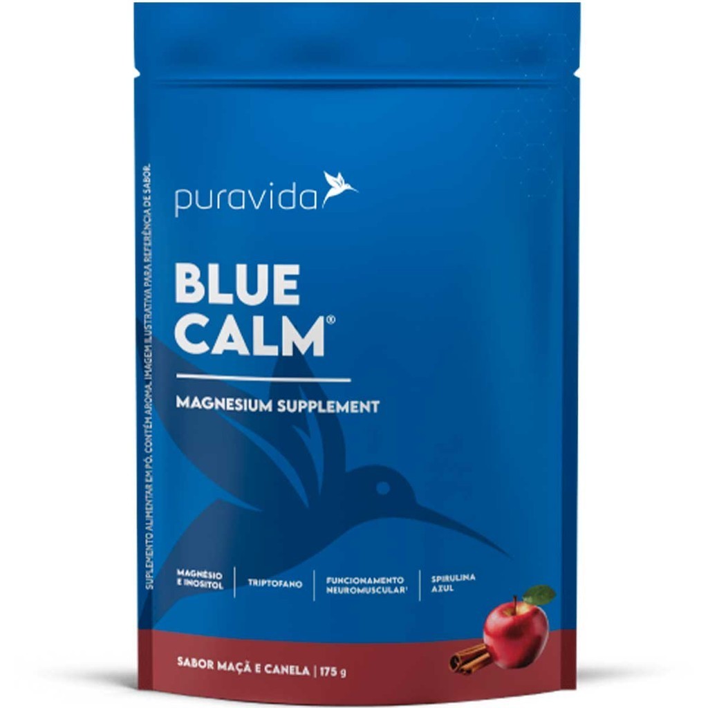Blue Calm Magnésio + Inositol - Sabor Maça e Canela - 175g - Pura Vida ...