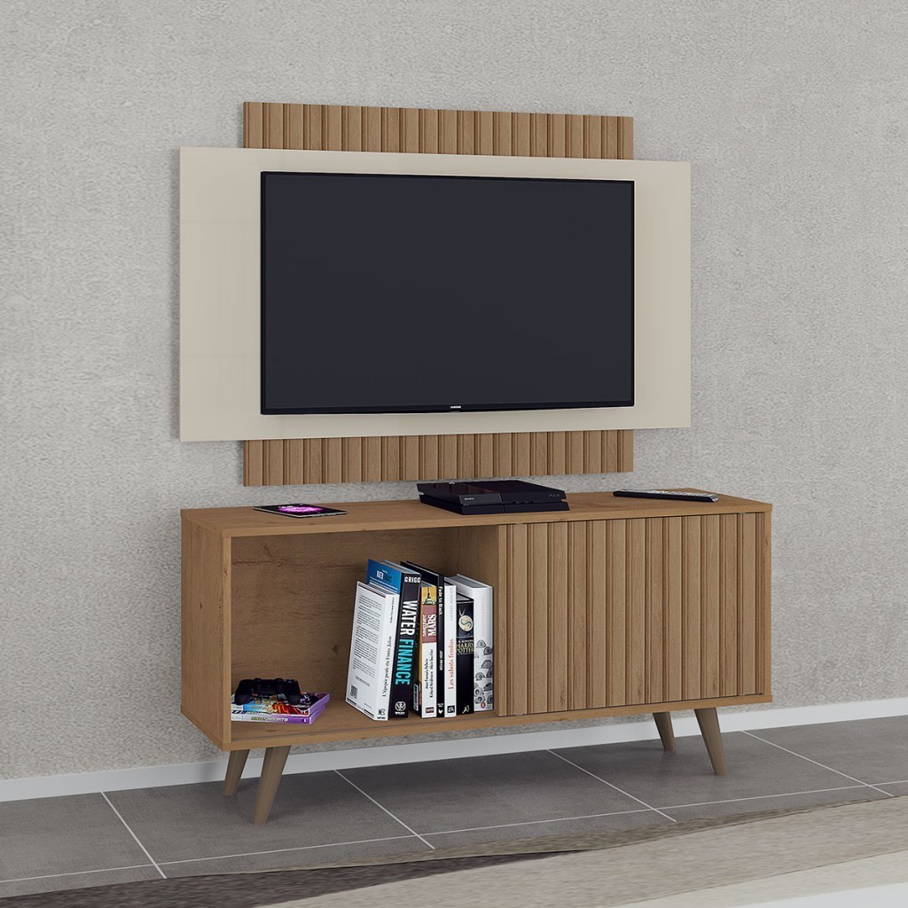 Rack com Painel para TV Até 50 Polegadas Ripado Flex Málaga - Atualle ...