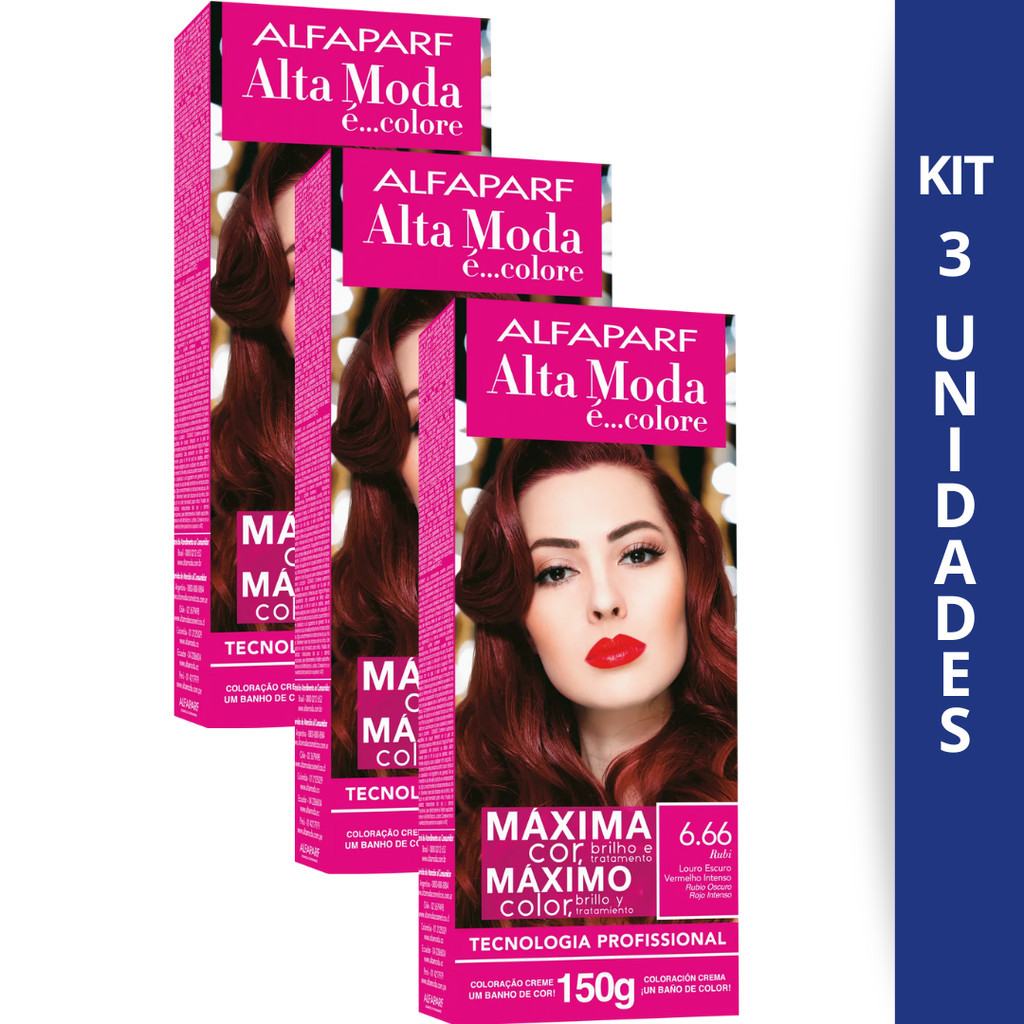 KIT 3 ALFPARF ALTA MODA TINTA CAPILAR 150G | Shopee Brasil