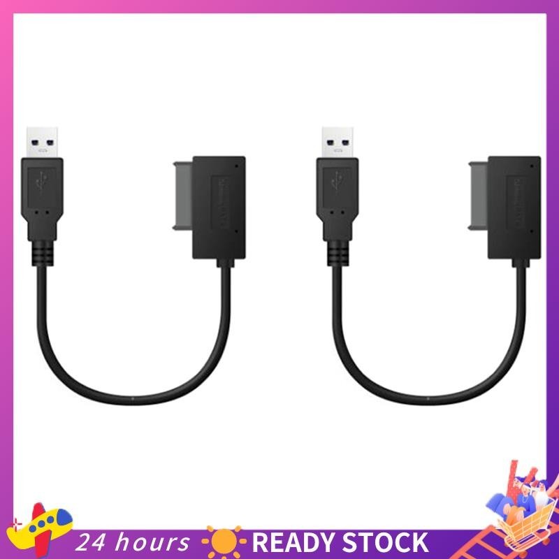 2X Adaptador USB PC 6P + 7P CD DVD Rom Sata Para 2.0 Conversor Slimline Cabo De Unidade De 13 ...