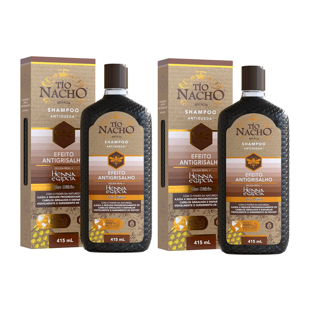 Kit 2 Shampoo Antigrisalho Tio Nacho Henna Egipcia Vegetal | Shopee Brasil