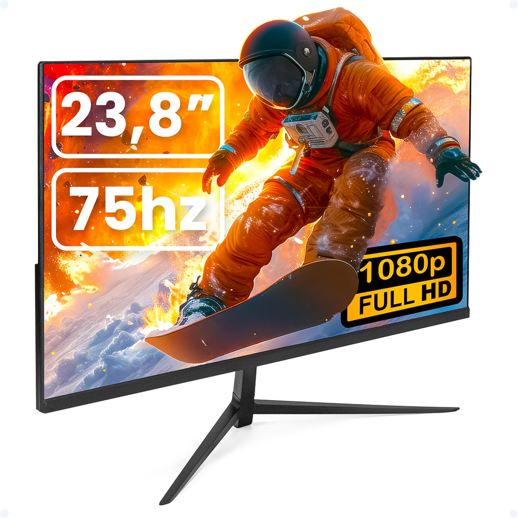 Monitor 23.8 Polegada Led Full HD 75Hz Gamer Pc Jogo Home Office Estudo ...