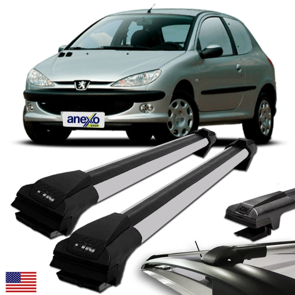 Rack de Teto Peugeot 206 2001 a 2009 Stoned 37301 Travessa Slim Prata ...