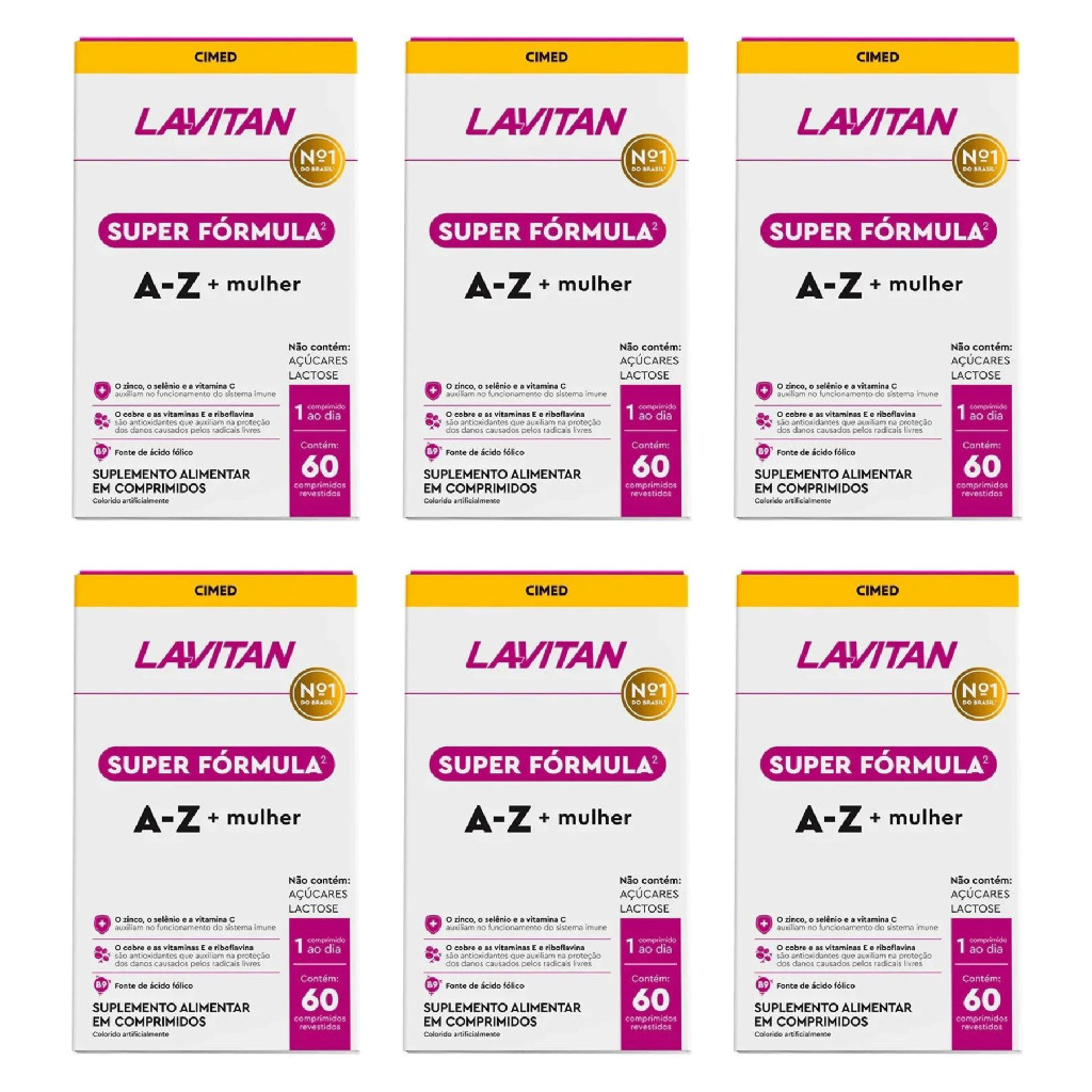 Lavitan A-Z Mulher Super Formula Suplemento Alimentar Com 60 Comp Kit ...
