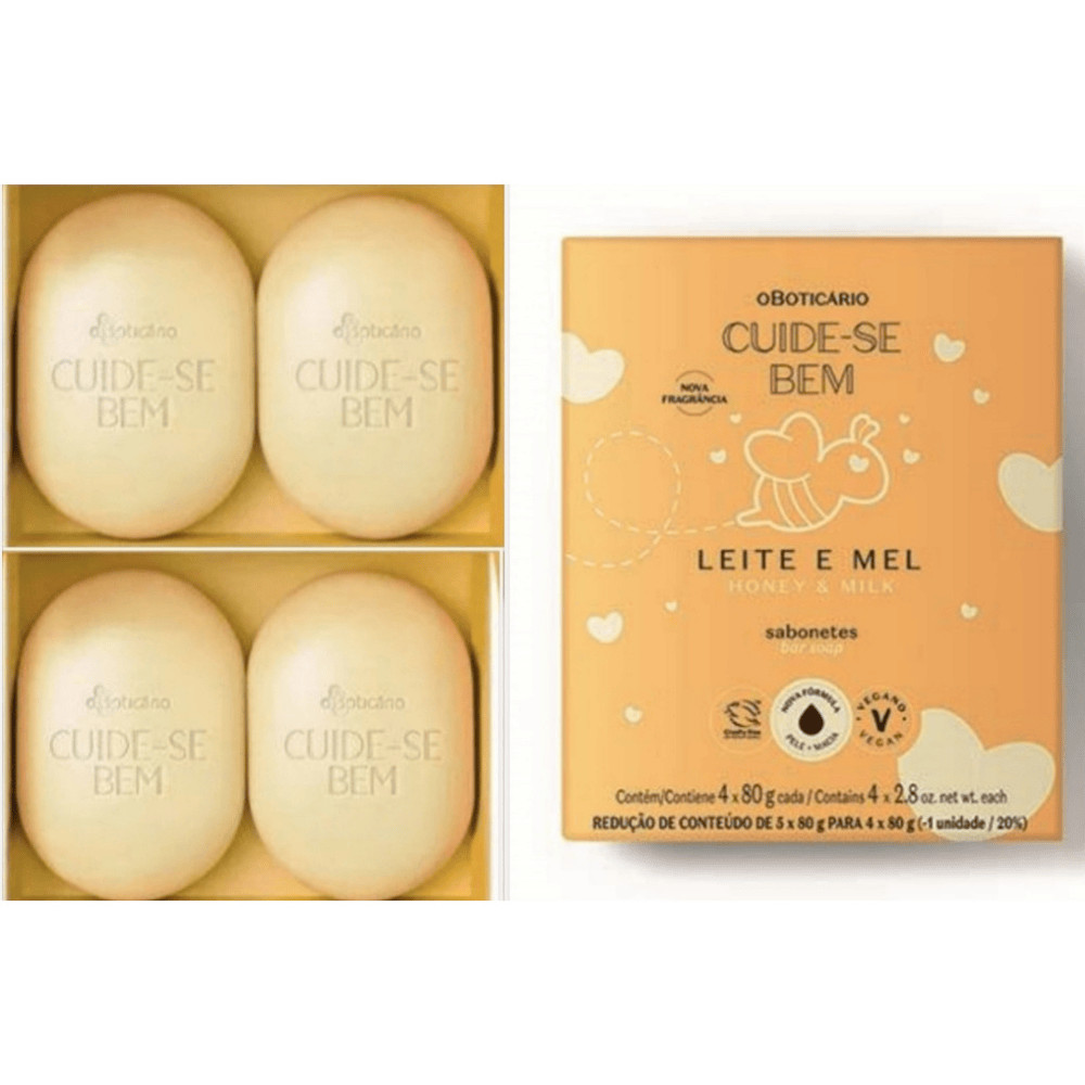 Sabonete em Barra Duo Cuide-se Bem Leite e Mel 4 unidades de 80g cada ...
