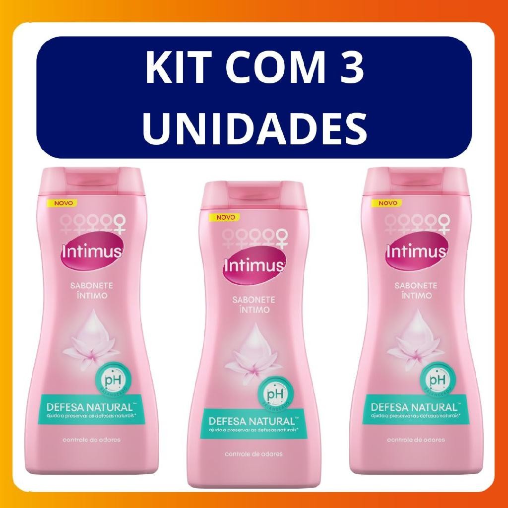 Kit C/3 Unidades Sabonete Líquido Íntimo Intimus Defesa Natural 200ml ...