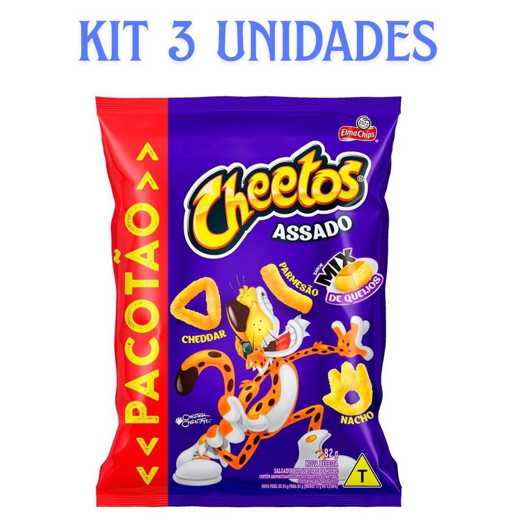 Kit 3 Salgadinho Sortido Mix de Queijos Elma Chips Cheetos 82G | Shopee ...