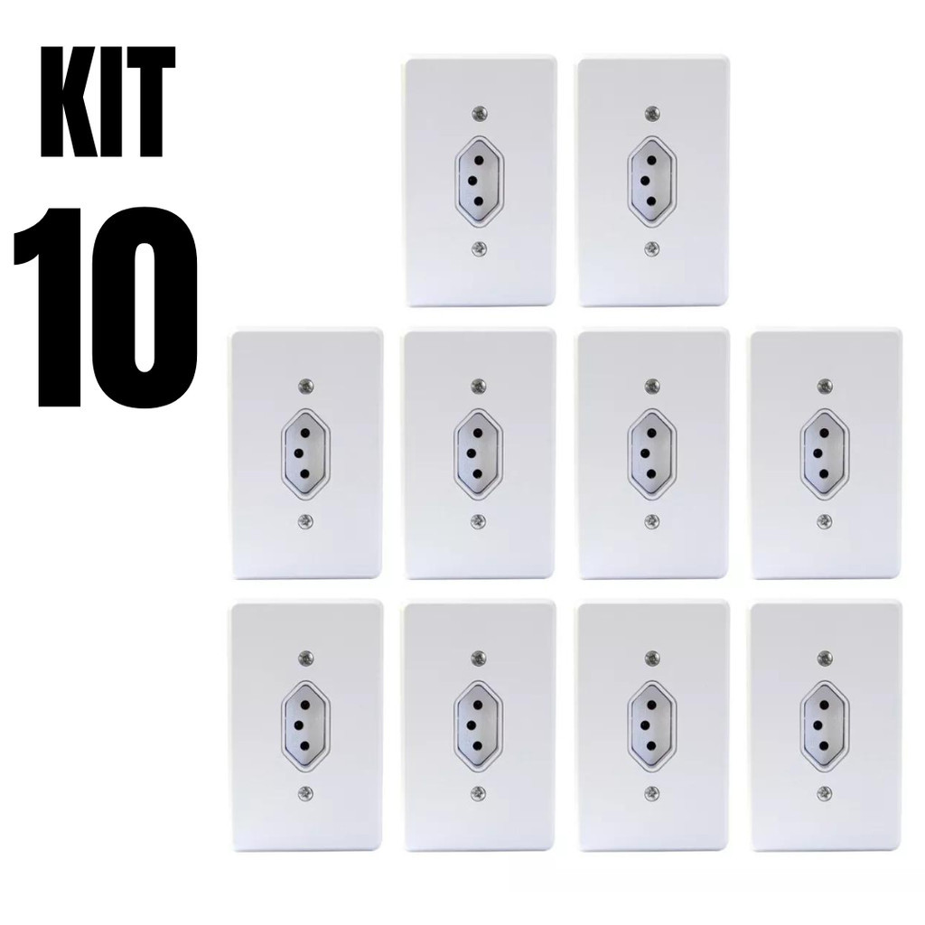 Kit 10un tomada simples 10a completa 4x2 110v-220v | Shopee Brasil