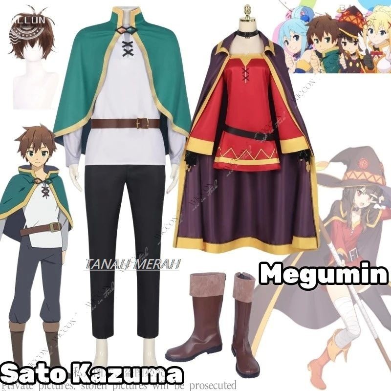 Sato Kazuma Megumin Anime Konosuba Cosplay Costume Wig Shoes Mulher ...