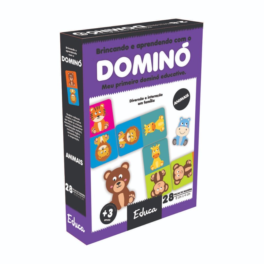 Dominó Educativo Dos Animais Madeira Mdf | Shopee Brasil