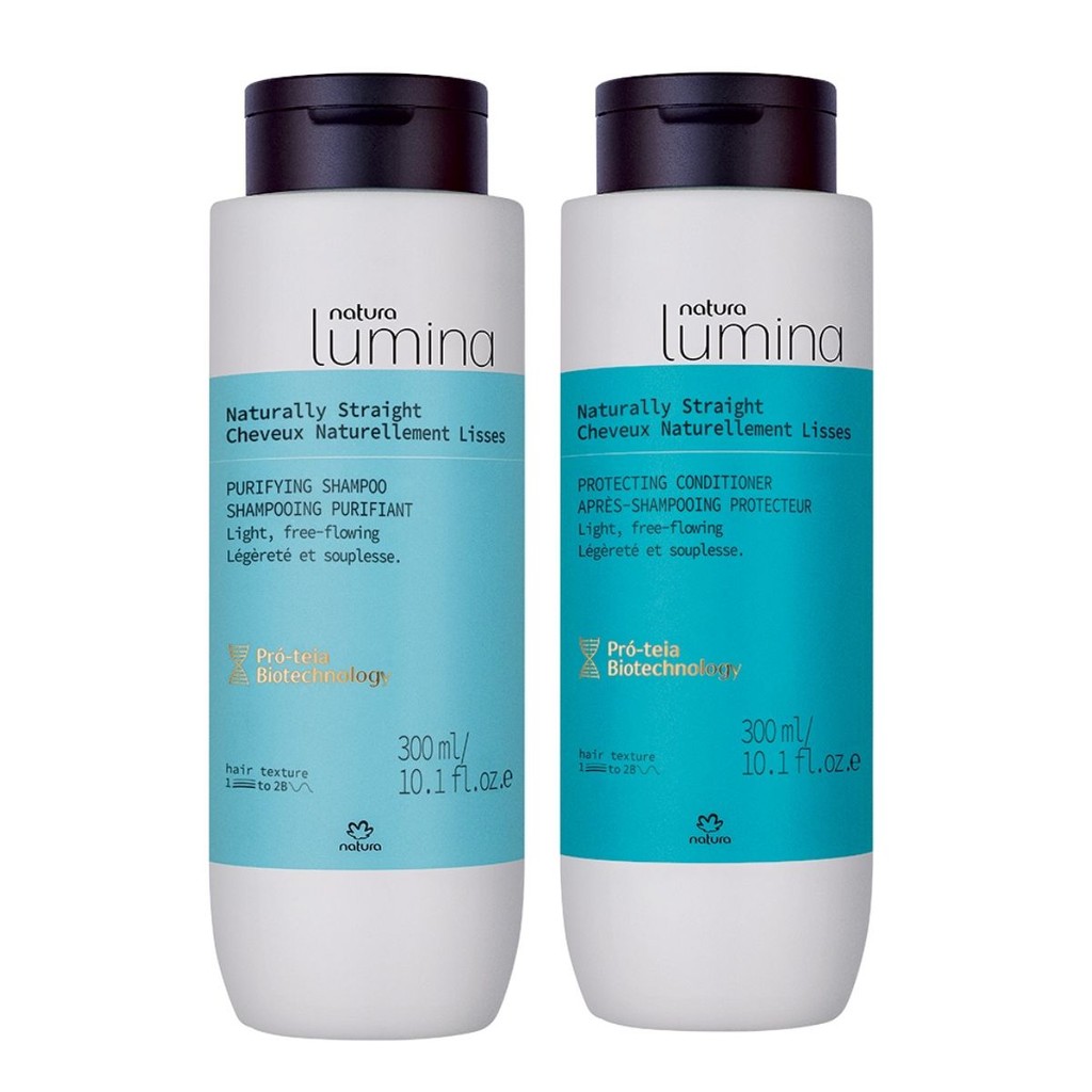 Kit Shampoo 300ml e Condicionador 300ml Lisos Naturais Lumina Natura ...