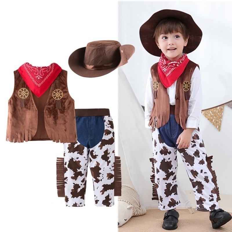Bebê Menino Cowboy Bonito Role Play Costume Baby 3 Pçs / Set (Colete ...