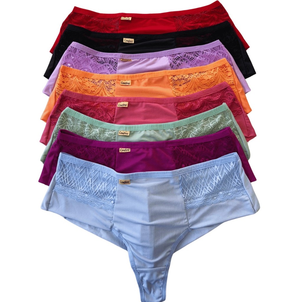 KIT Calcinha Plus Size Fio DUPLO Lateral Larga Langerie Conforto ...