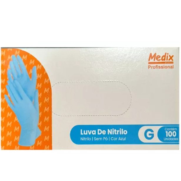 Luva De Nitrilo Azul Uso Geral Tam G C/100Un - Medix | Shopee Brasil