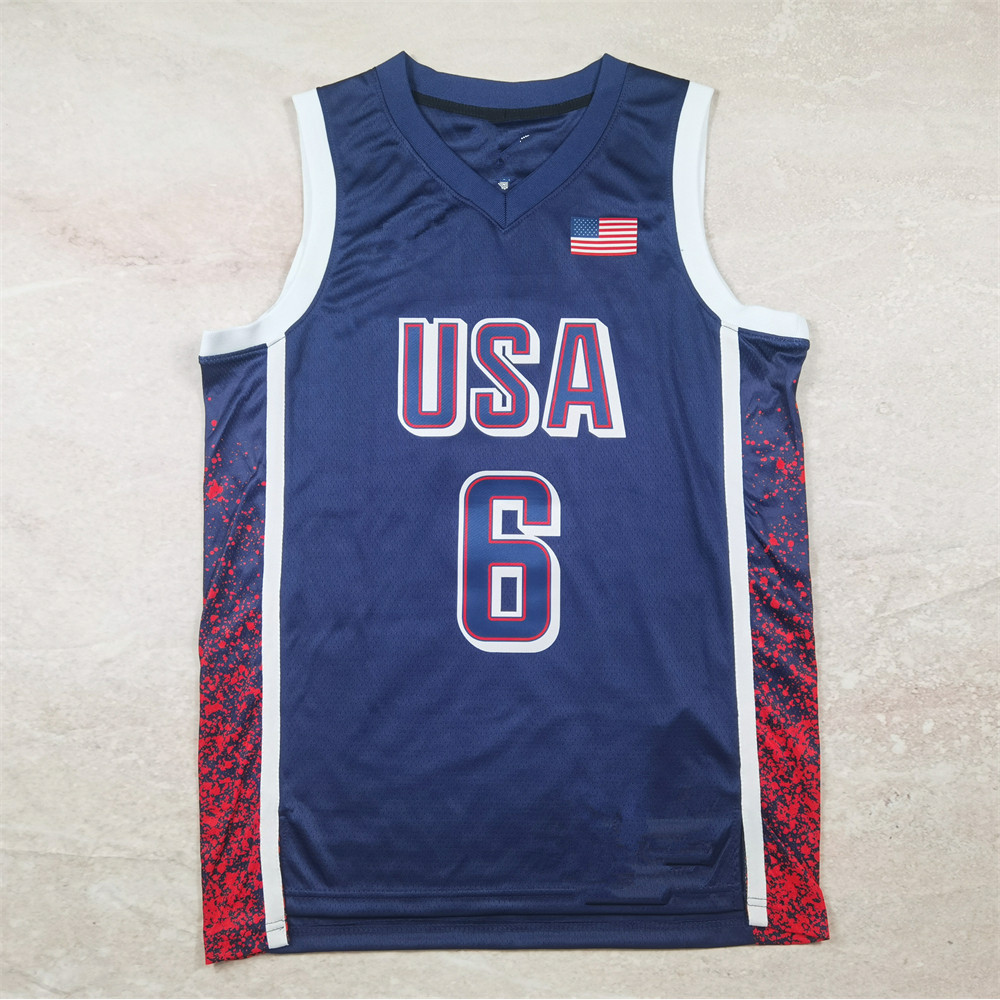 Cesta masculina de Paris 2024 American USA Dream Team No. 6 JAMES JAMES ...