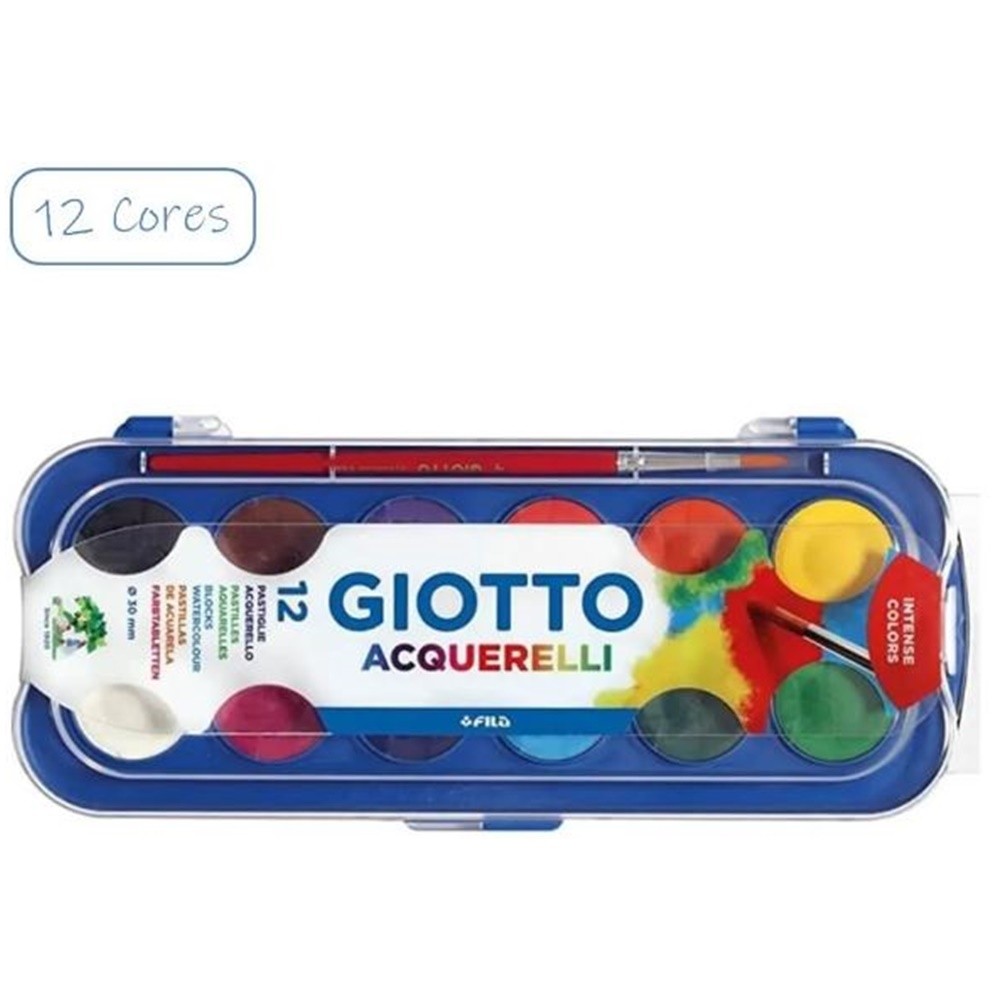 Aquarela Giotto Mini em Pastilha 12 Cores - Acquerelli Mini | Shopee Brasil