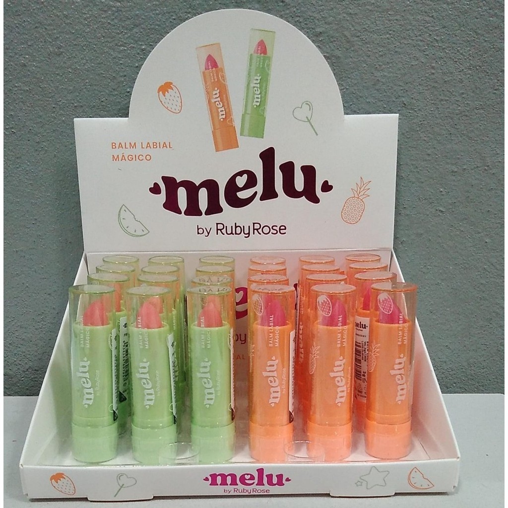 Balm Labial Mágico Melu FRUIT LIPS - Ruby Rose | Shopee Brasil
