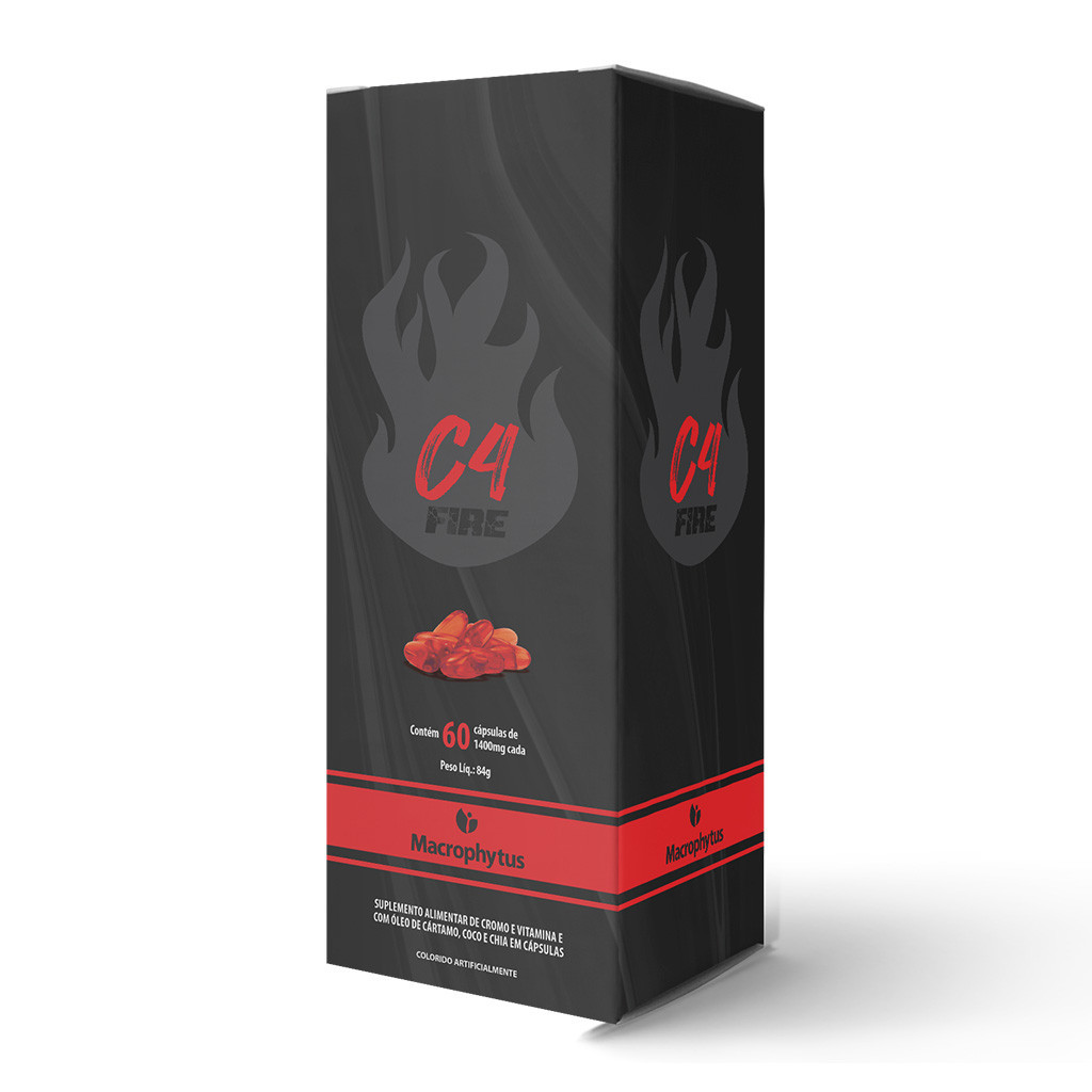 C4 Fire 60 cápsulas (Cártamo + Coco + Chia + Cromo + Vitamina E ...
