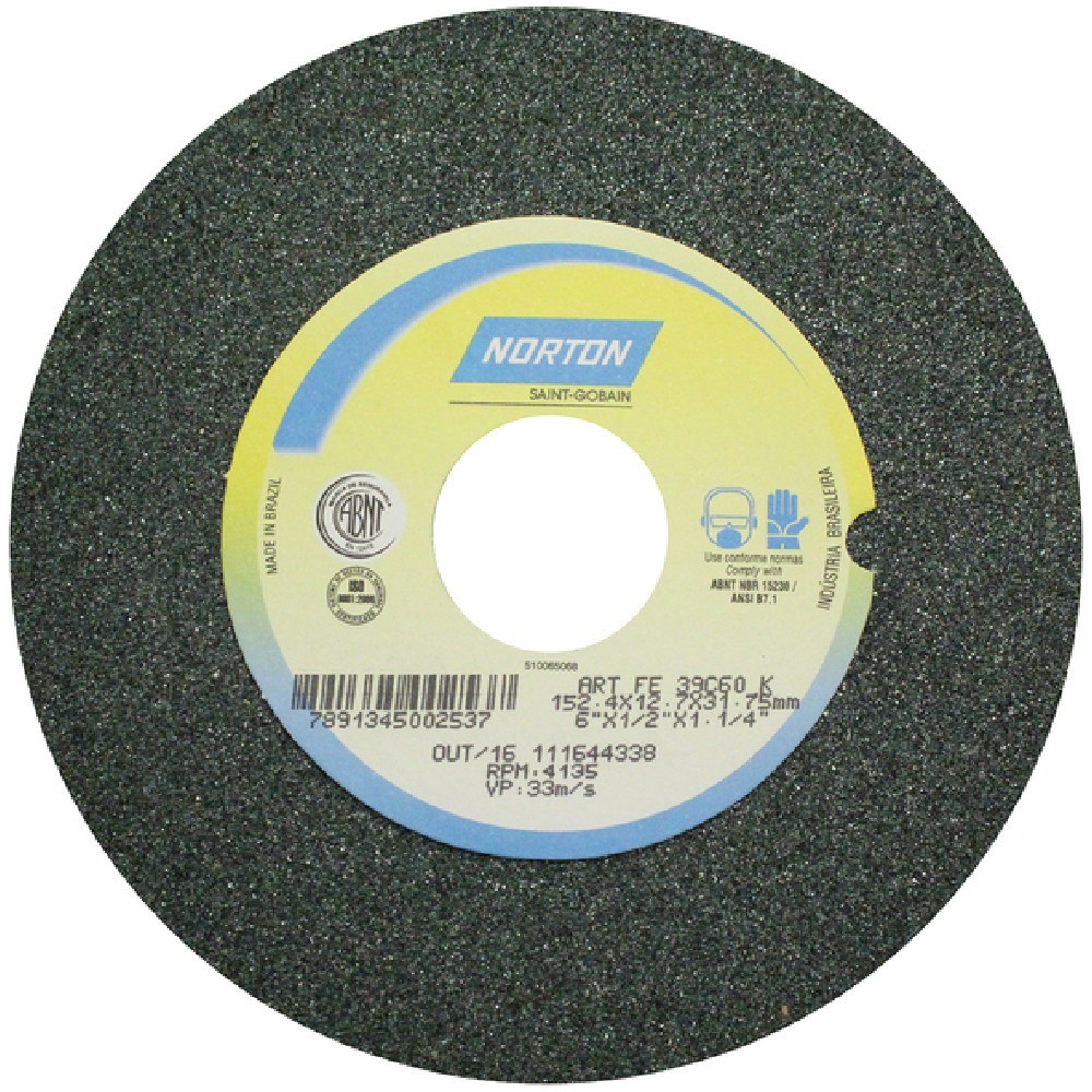 Rebolo reto para metal duro 6" x 1/2" x 1.1/4" 60K - FE39C - Norton ...