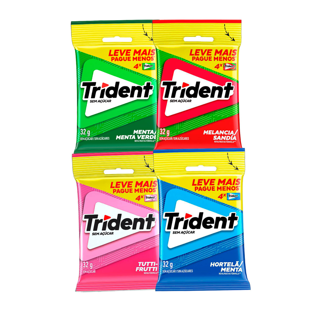 Kit Com 4 Chicletes Trident Sabores 32g | Shopee Brasil