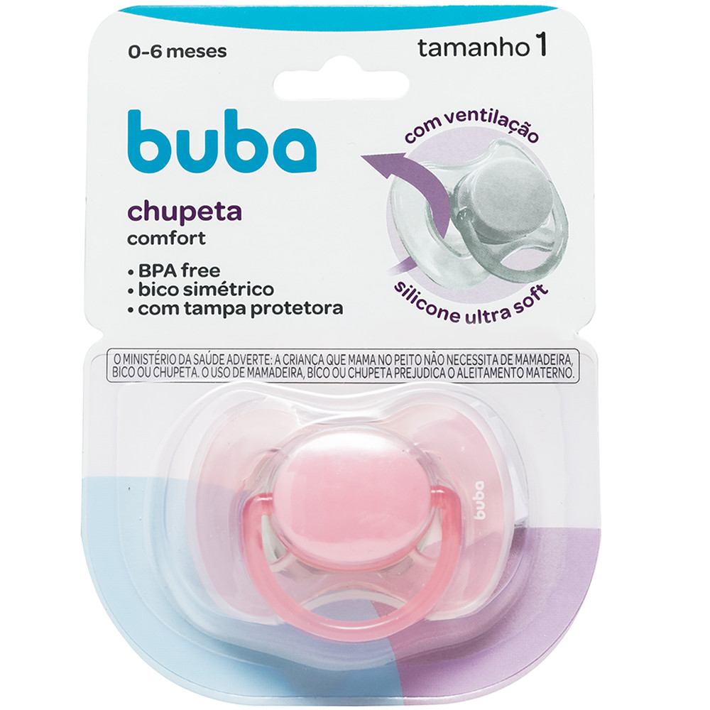 CHUPETA BUBA COMFORT TAM.1 (0 A 6 MESES) - ROSA | Shopee Brasil