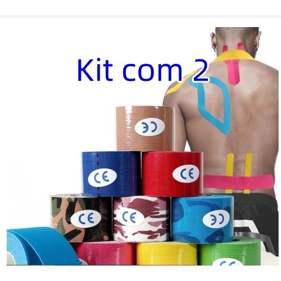 Kit 2 Fita Knesio Tape Bandagem adesiva funcional alivia a dor lesão atleta | Shopee Brasil