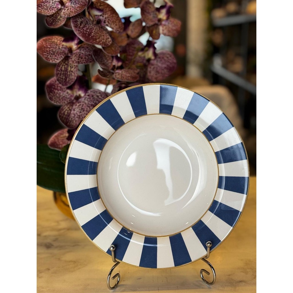 UNIDADE PRATO FUNDO STRIPE AZUL 1O CLASSIFIC. | Shopee Brasil