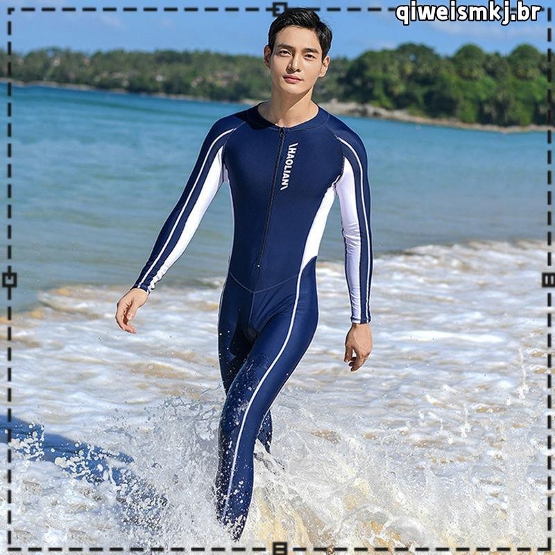 Roupa De Mergulho Masculina/Maiô/Traje De Natação De Uma Peça De Manga ...