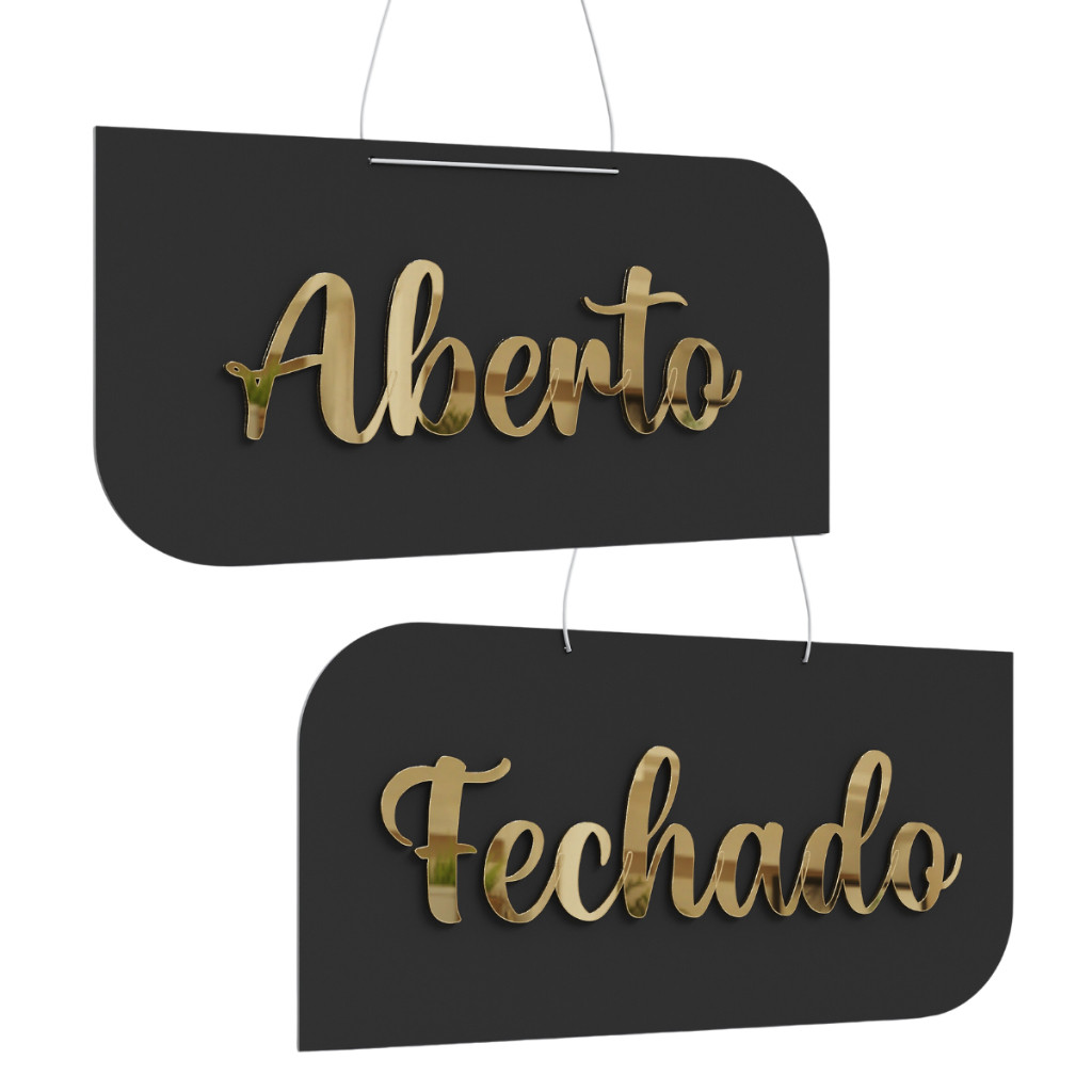 Placa Sinalização Aberto Fechado em MDF e Acrílico 3 Cores Decoração ...